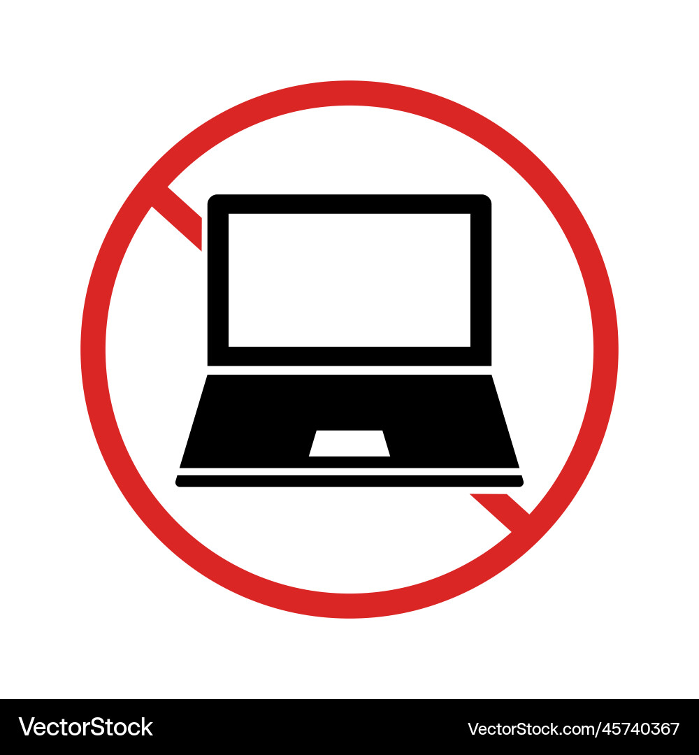 Laptop use prohibited icon or failure Royalty Free Vector