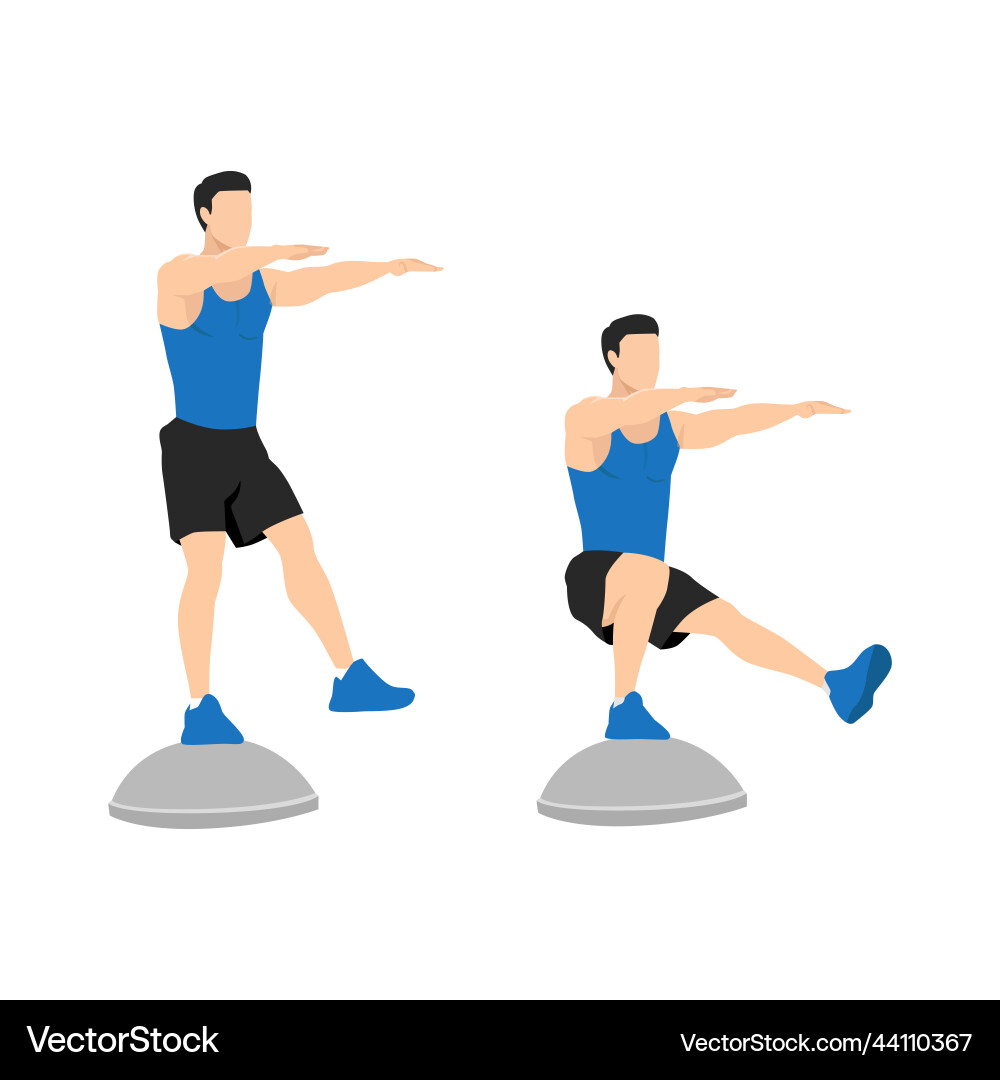 Man doing single leg squat pistol squats exercise Vector Image