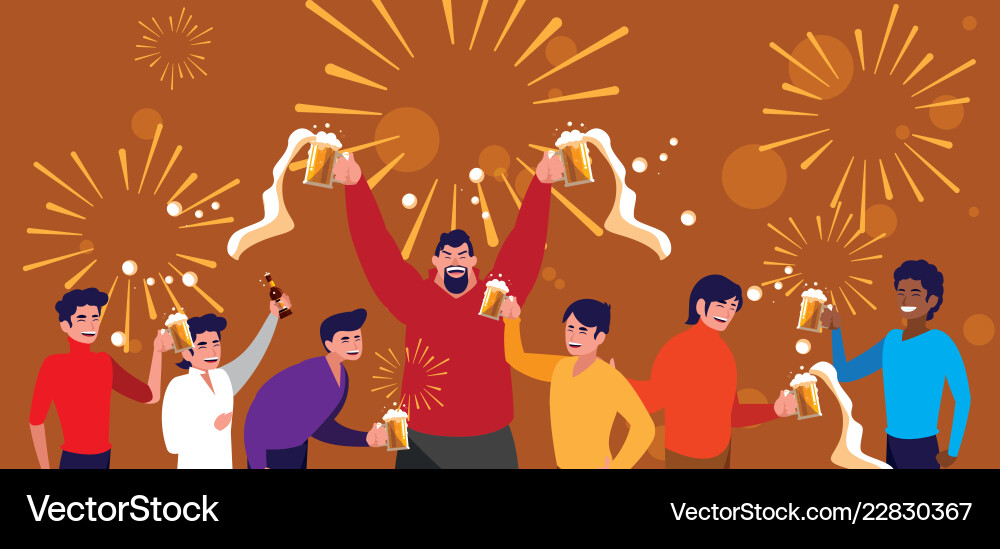 Men happy celebrating party avatar character Vector Image