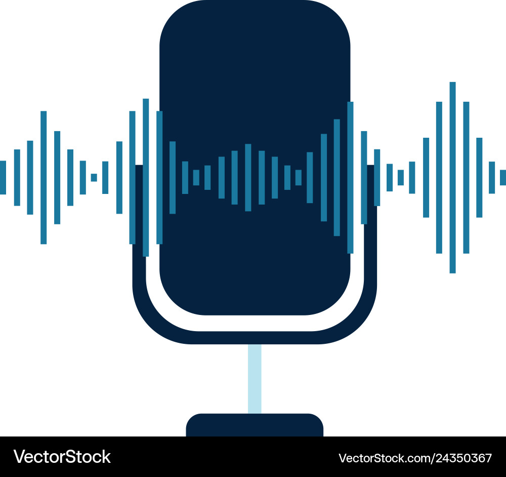 Microphone with sound wave isolated icon Vector Image