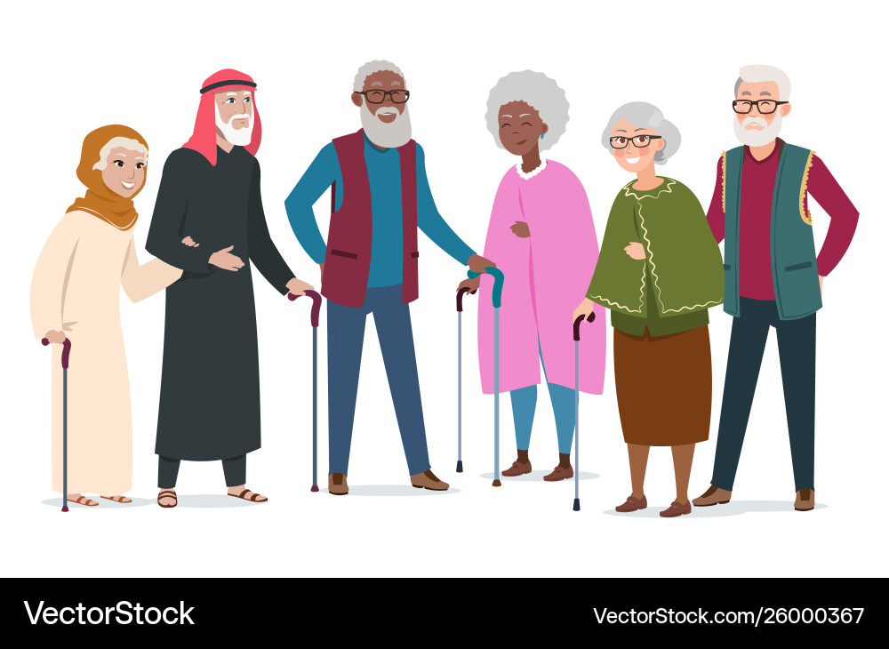 Multicultural Elderly Group Royalty Free Vector Image