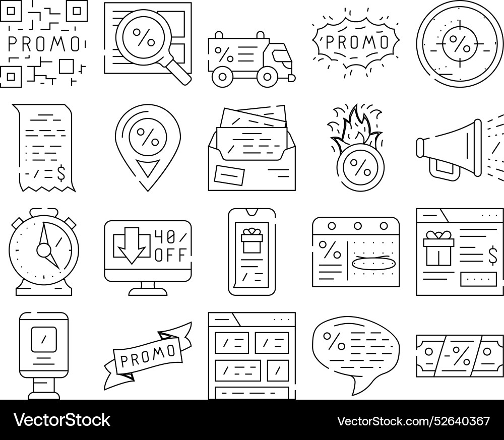 Promo and advertising coupon icons set Royalty Free Vector
