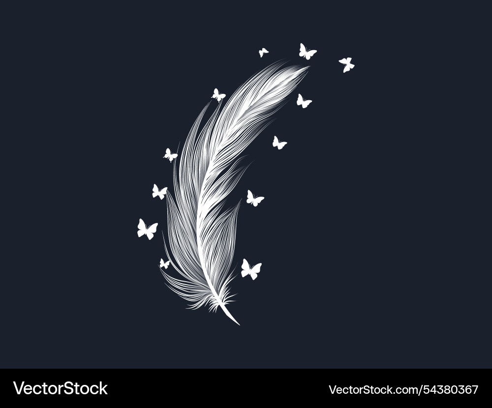 Shining feather butterfly t-shirt design Vector Image
