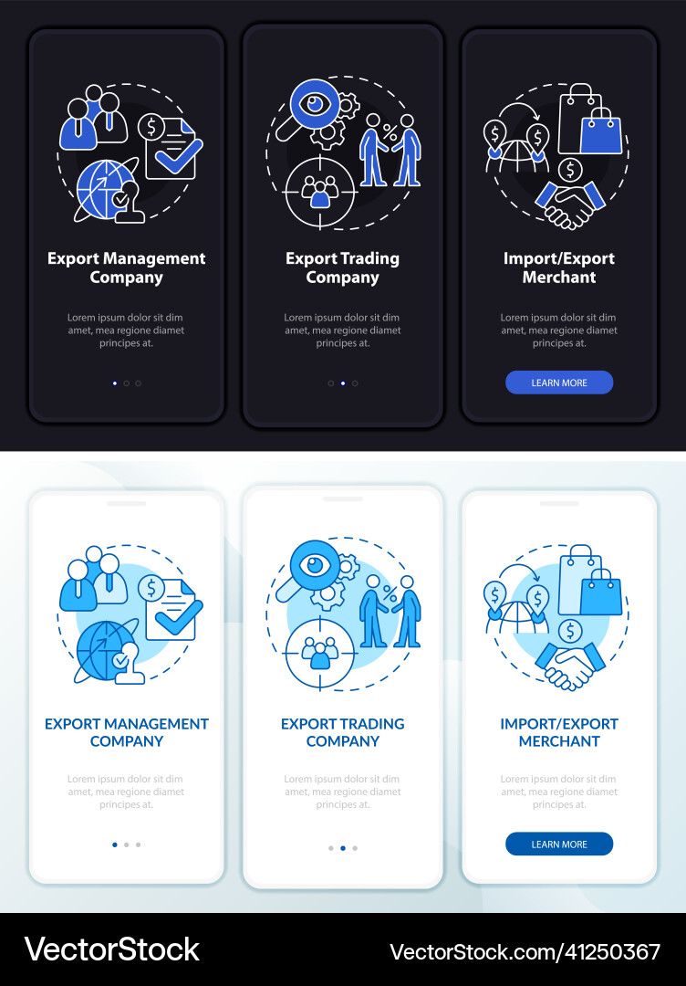 Types of export business night and day mode Vector Image