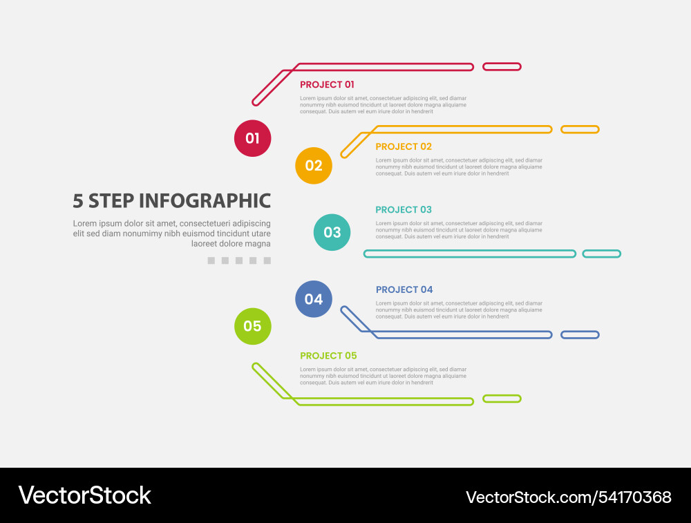 5 points template infographic outline style Vector Image