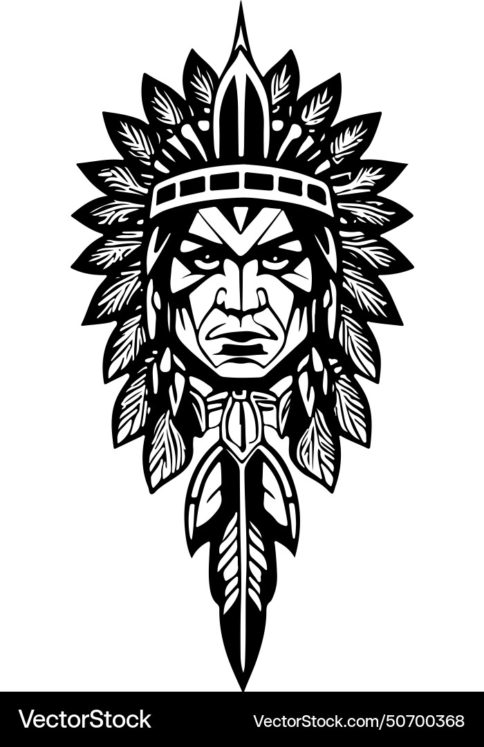 A gorgeous iconic native american chief in black Vector Image