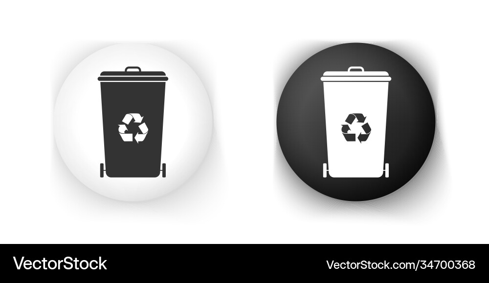 Black and white recycle bin with symbol Royalty Free Vector