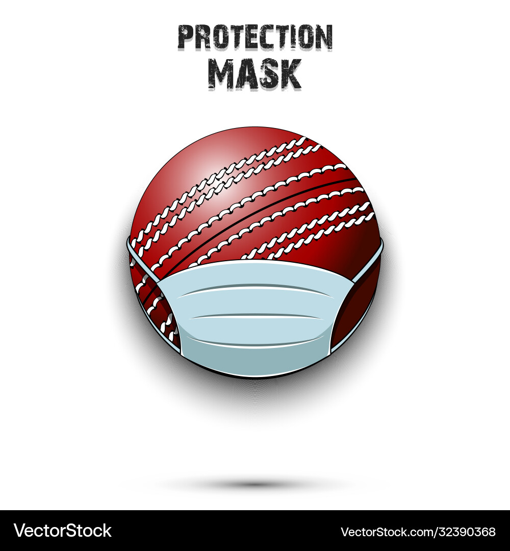 Cricket ball with a protection mask Royalty Free Vector