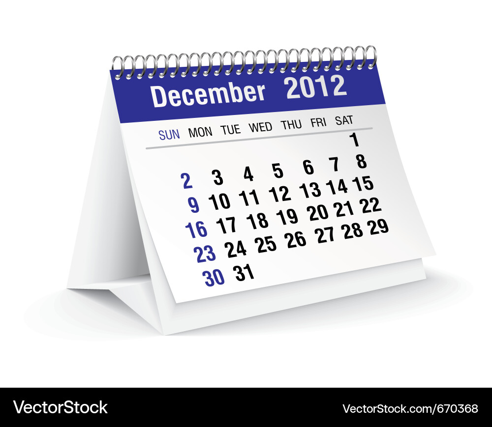 December calendar Royalty Free Vector Image - VectorStock