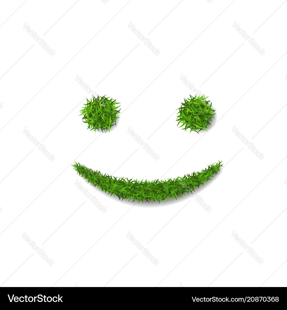 Green grass face smile smiley grassy icon Vector Image