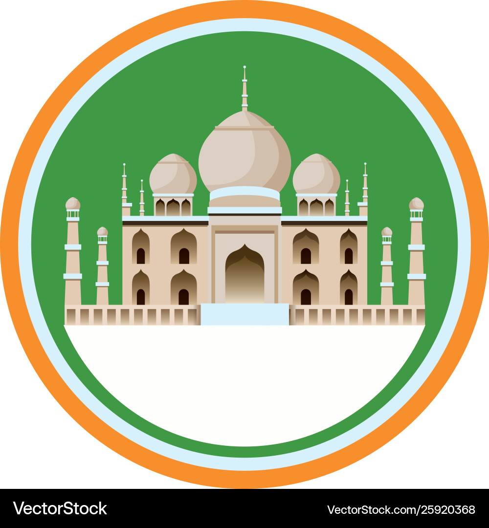 Indian building monuments icon cartoon Royalty Free Vector