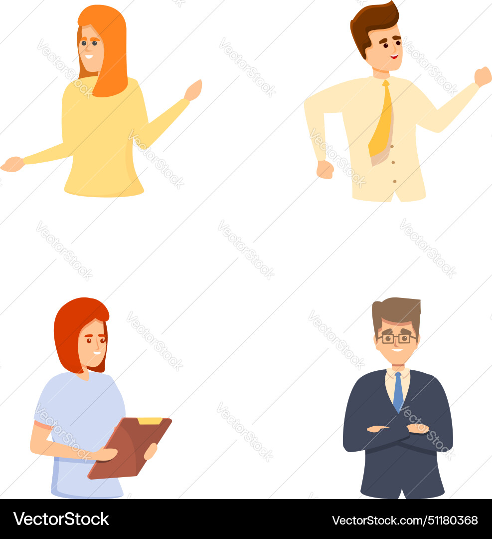Office worker icons set cartoon people Royalty Free Vector