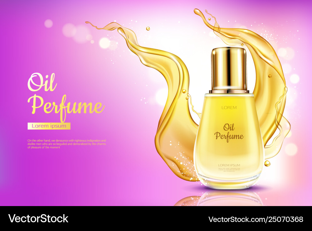 Oil Perfume Splash - Pink Background Royalty Free Vector