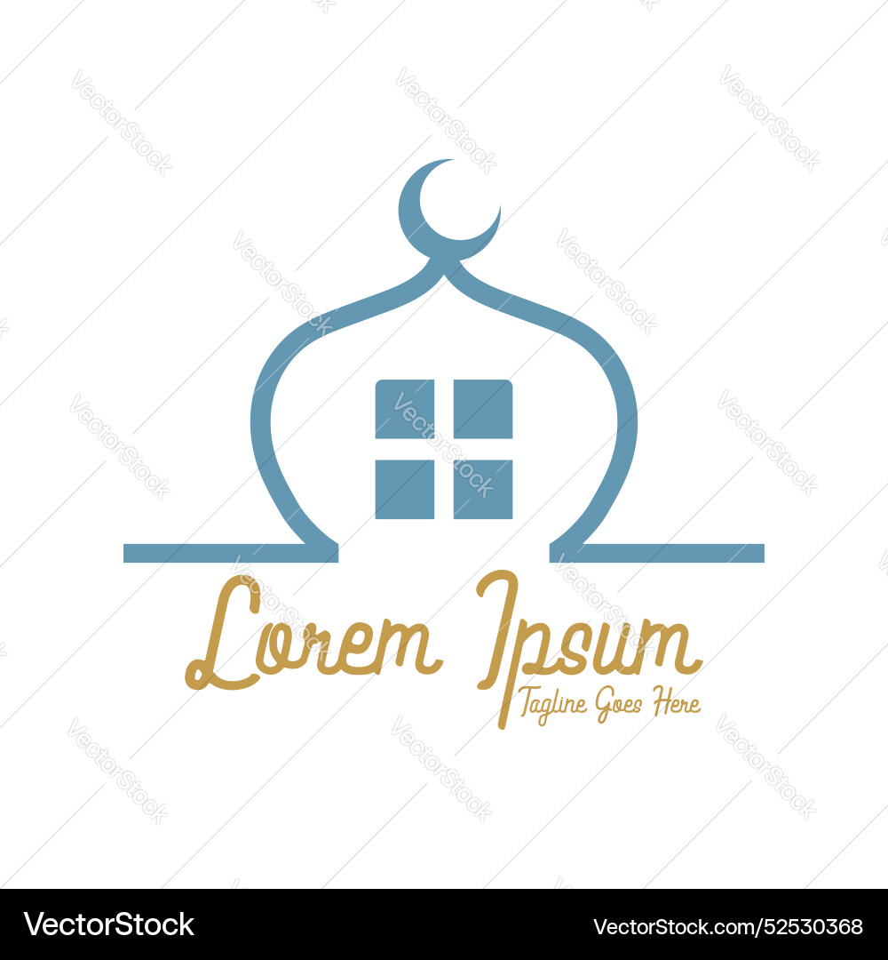 Simple minimalist worship place islamic mosque Vector Image
