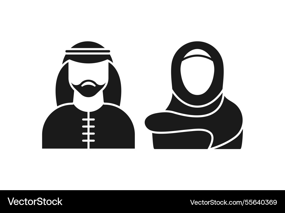 A simple black icon representing muslim couple Vector Image