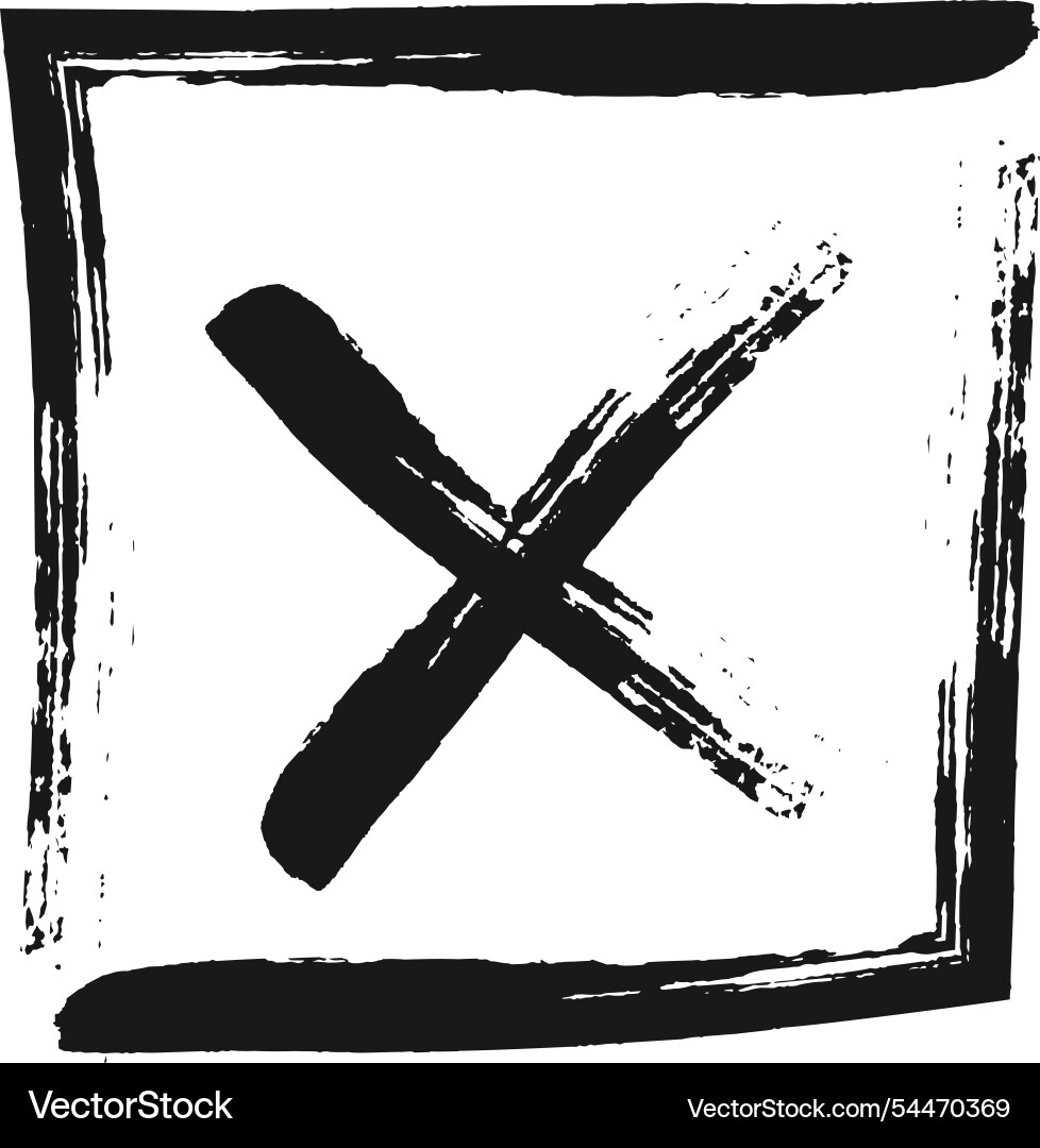 Black cross mark inside a square frame Royalty Free Vector