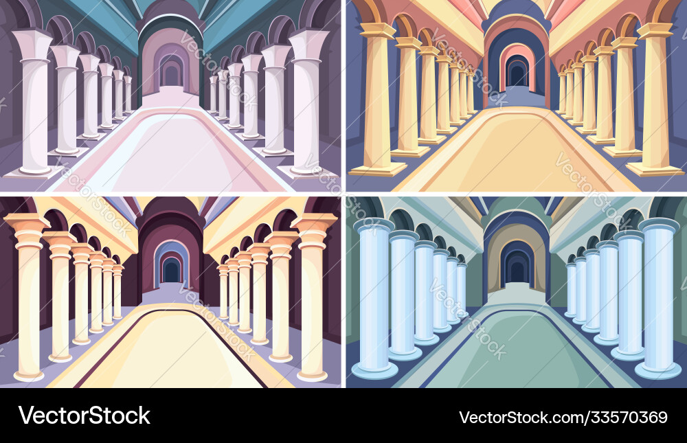 Collection castle interiors Royalty Free Vector Image
