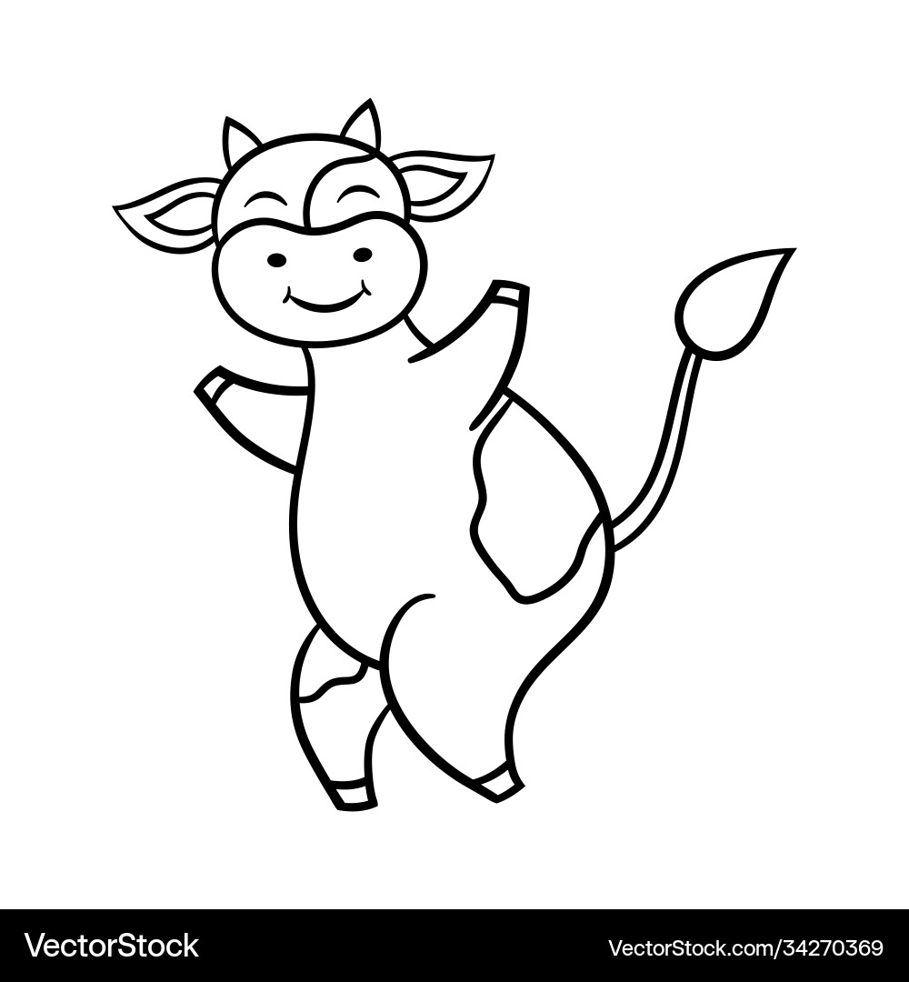 Dancing Cow Coloring Page Royalty Free Vector Image