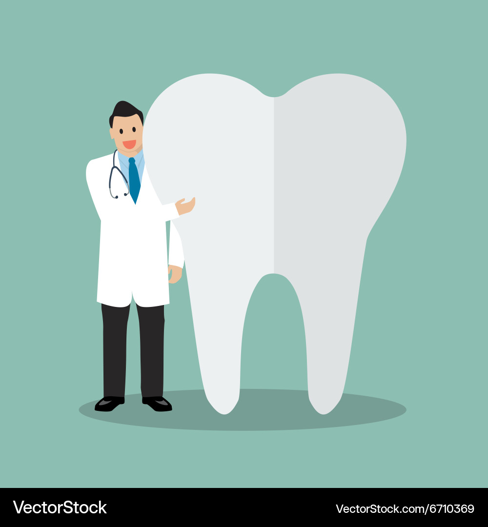 Zahnarzt der den Zahn präsentiert Lizenzfreies Vektorbild