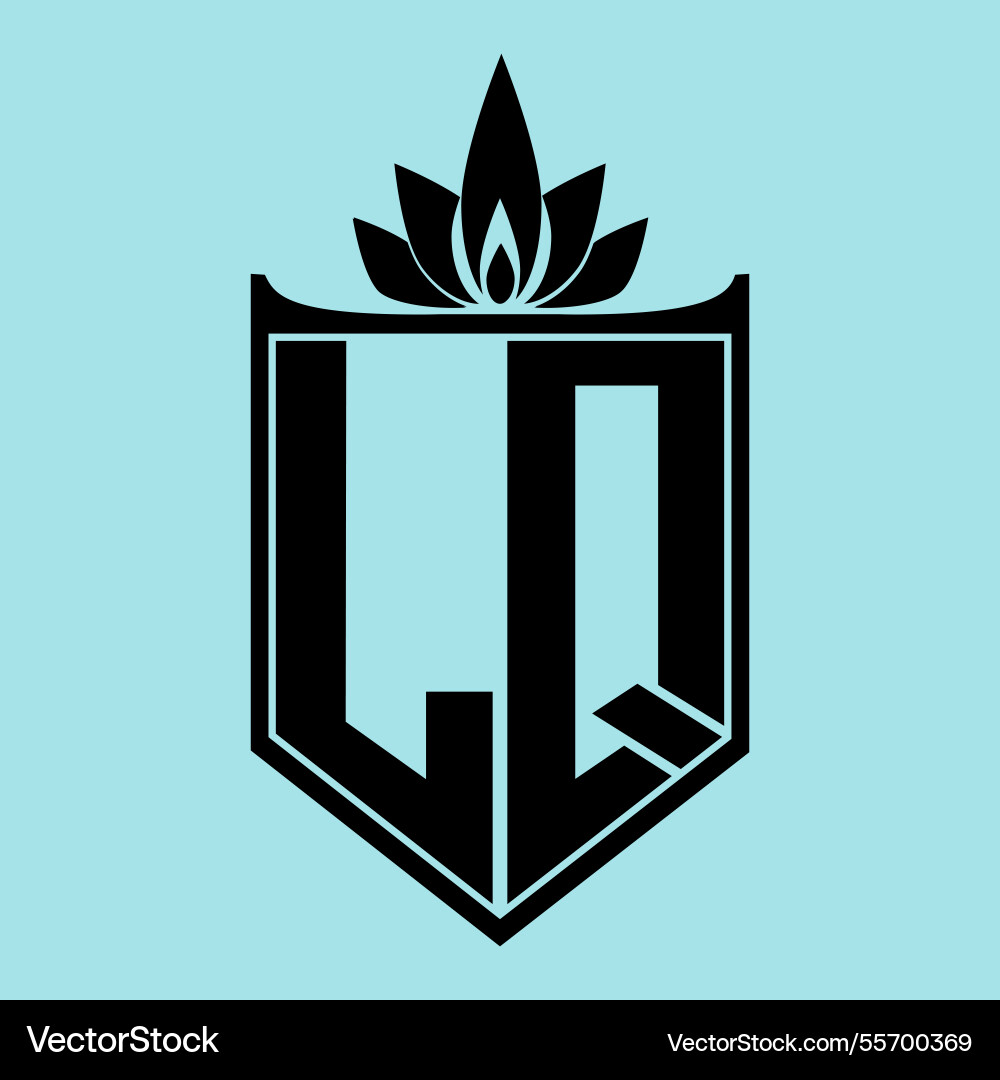 Lq logo with elegant crown symbol and shield Vector Image