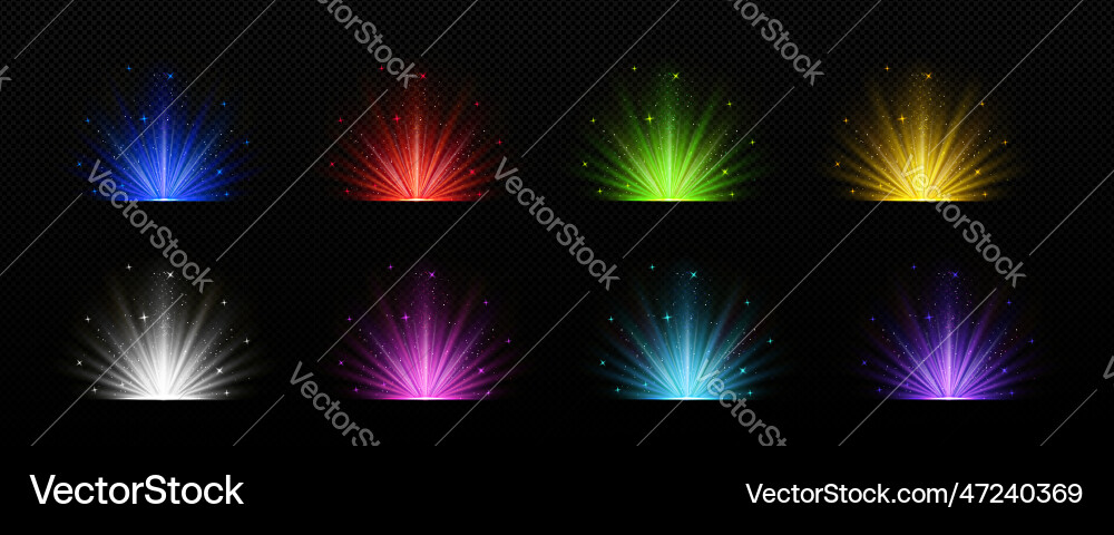 Realistic set of colorful light explosion effects Vector Image
