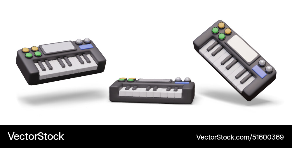 Realistic synthesizer in cartoon style electronic Vector Image