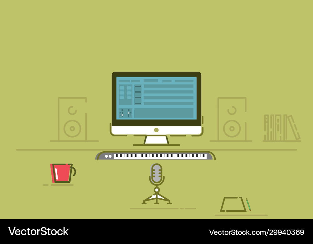 Recording studio modern style design Royalty Free Vector