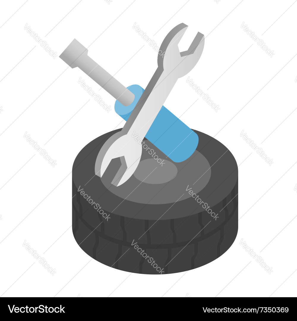 Repair wheels isometric 3d icon Royalty Free Vector Image