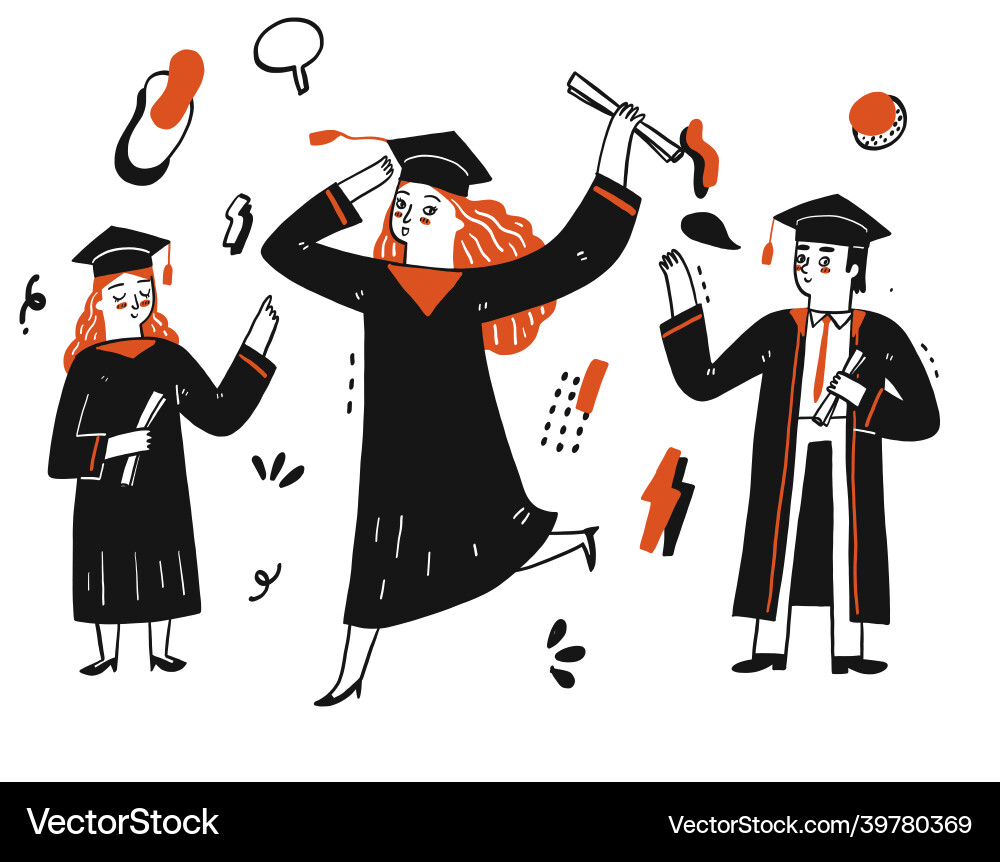 Student are celebrating for graduation Royalty Free Vector