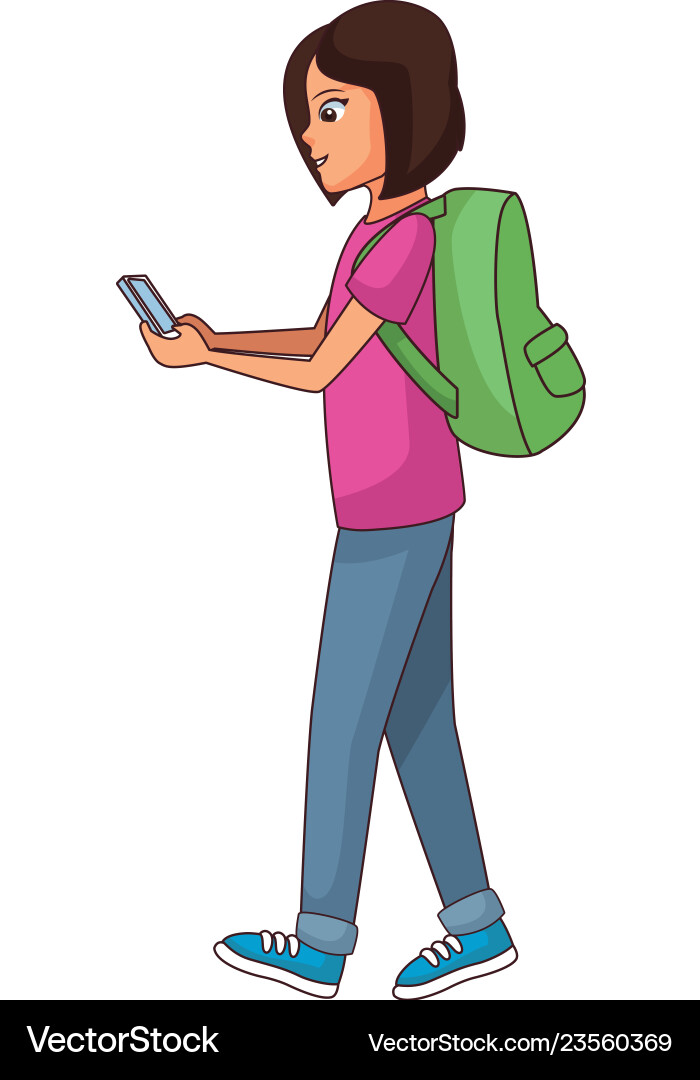 Young woman chatting cartoon Royalty Free Vector Image