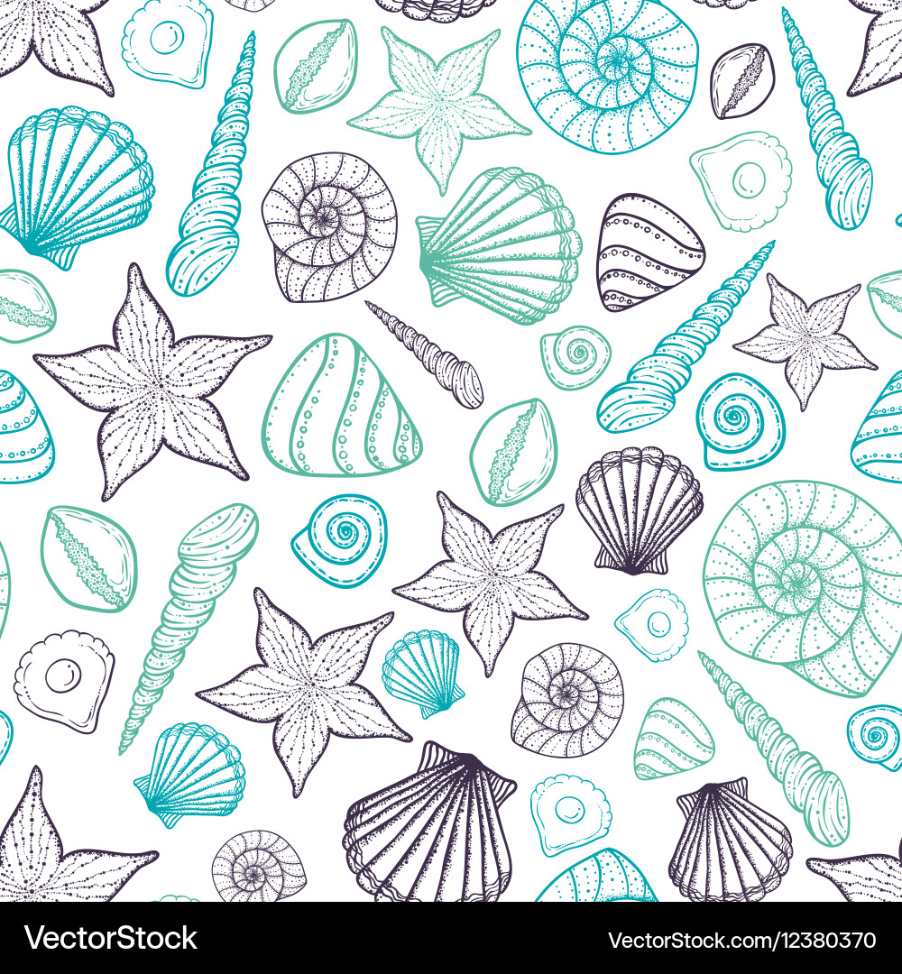 Beach seashell pattern seamless Royalty Free Vector Image