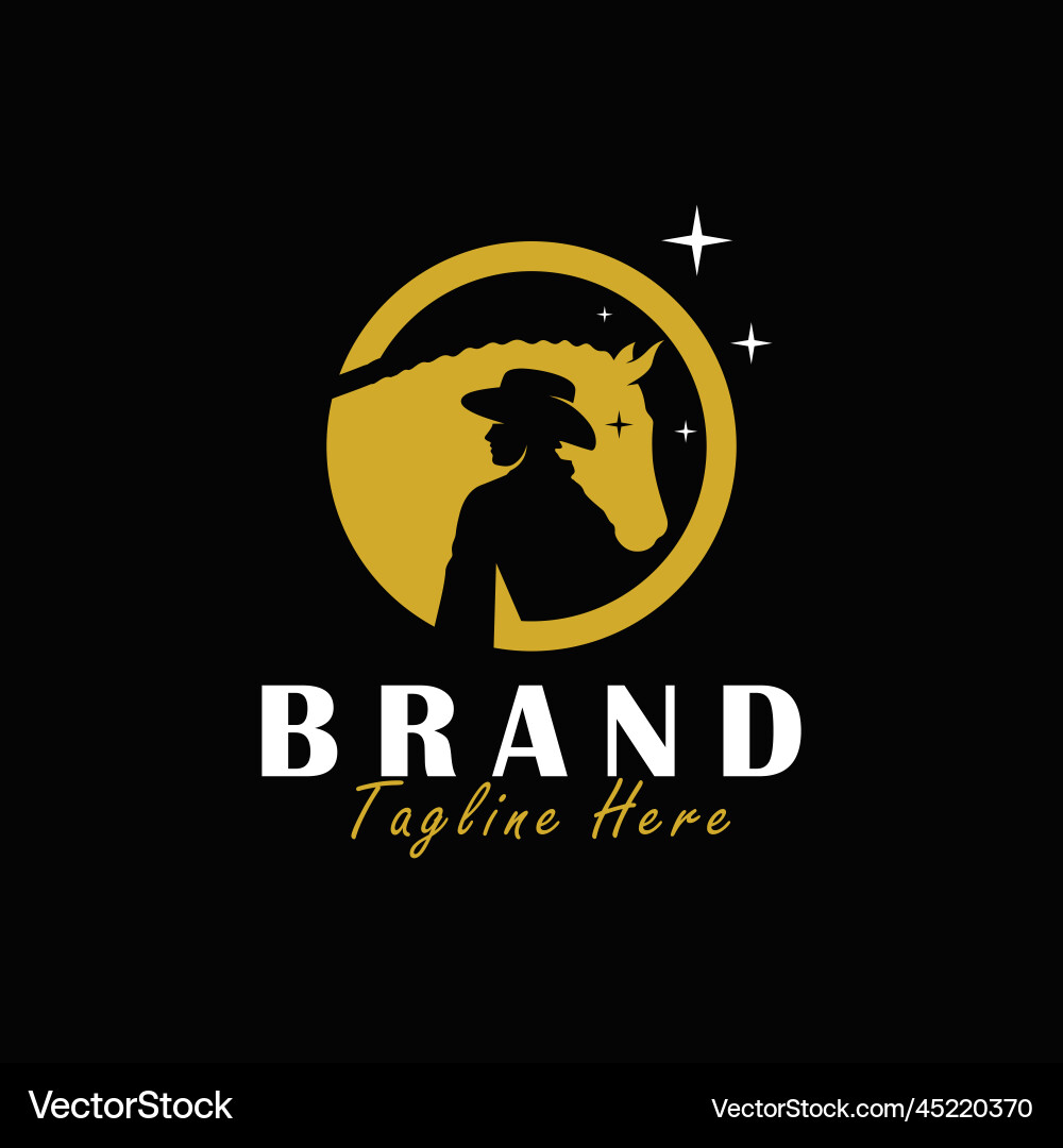 Cowboy horse logo design Royalty Free Vector Image