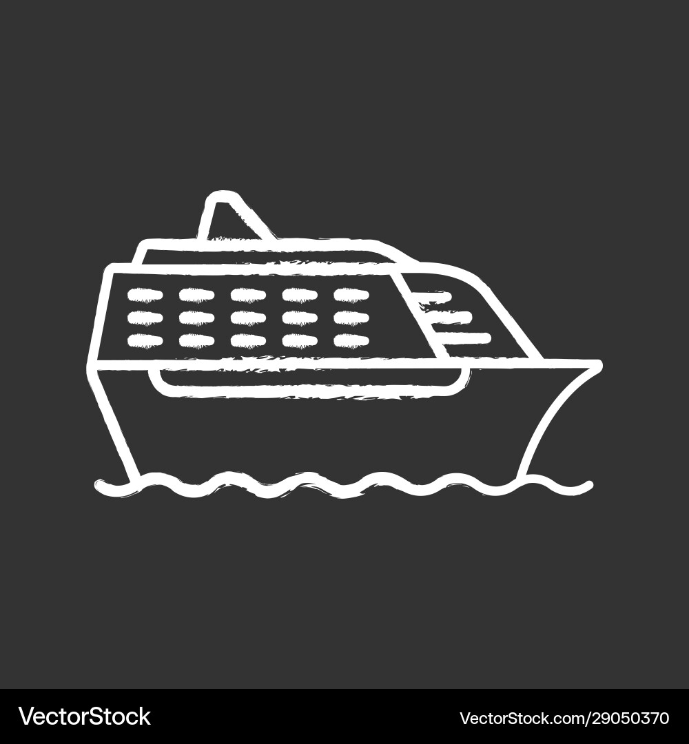 Cruise ship in side view chalk icon Royalty Free Vector