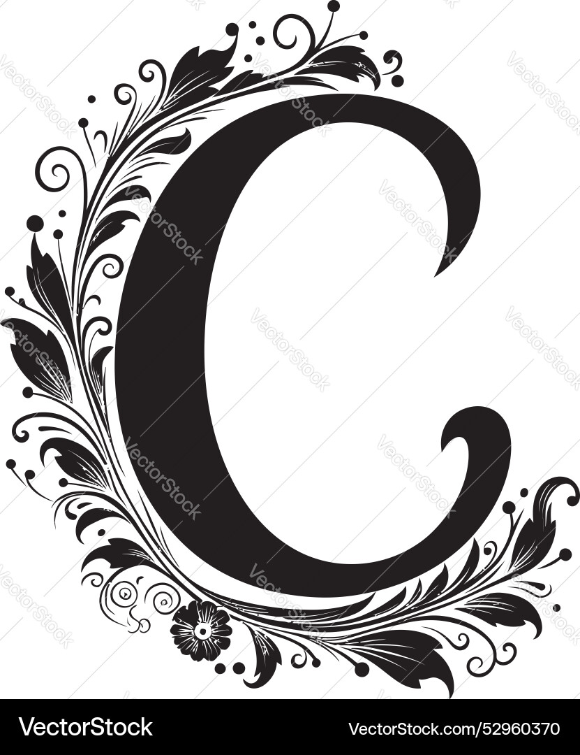 Curated charm selective letter c typeface cosmic Vector Image