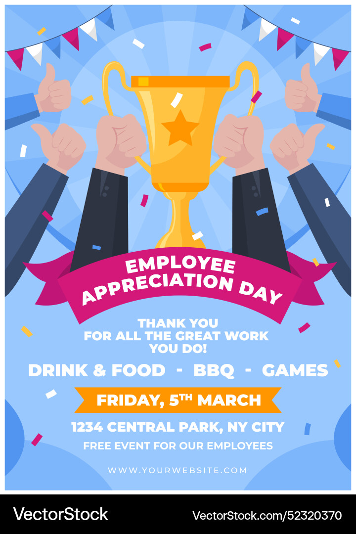 Flat employee appreciation day vertical poster Vector Image
