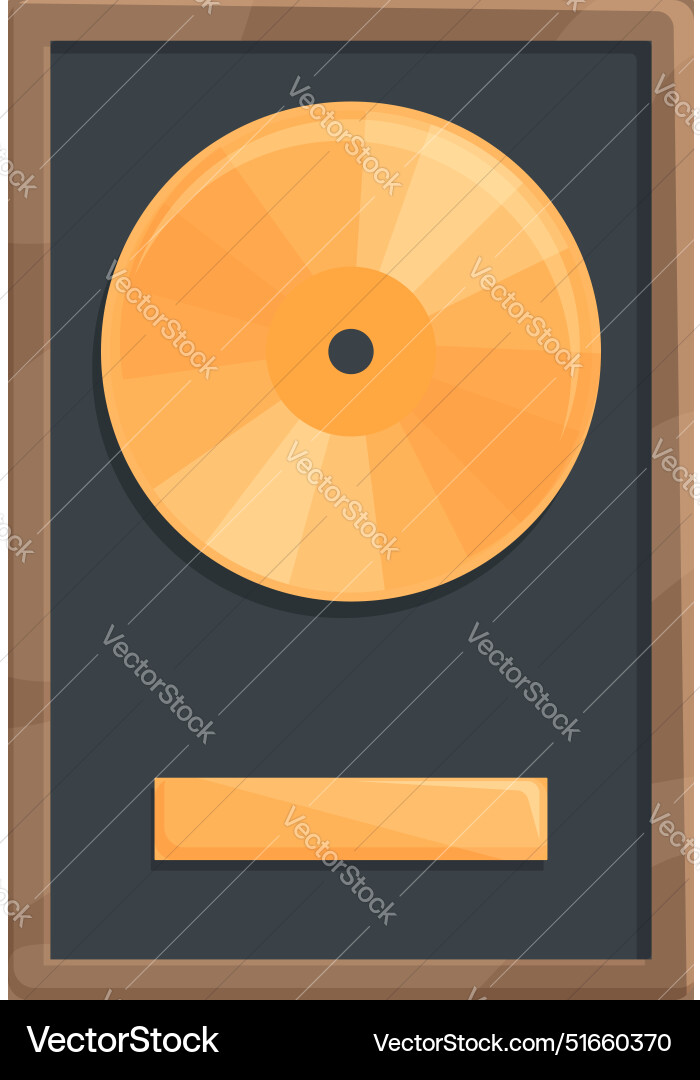 Gold record award hanging on wall displaying Vector Image