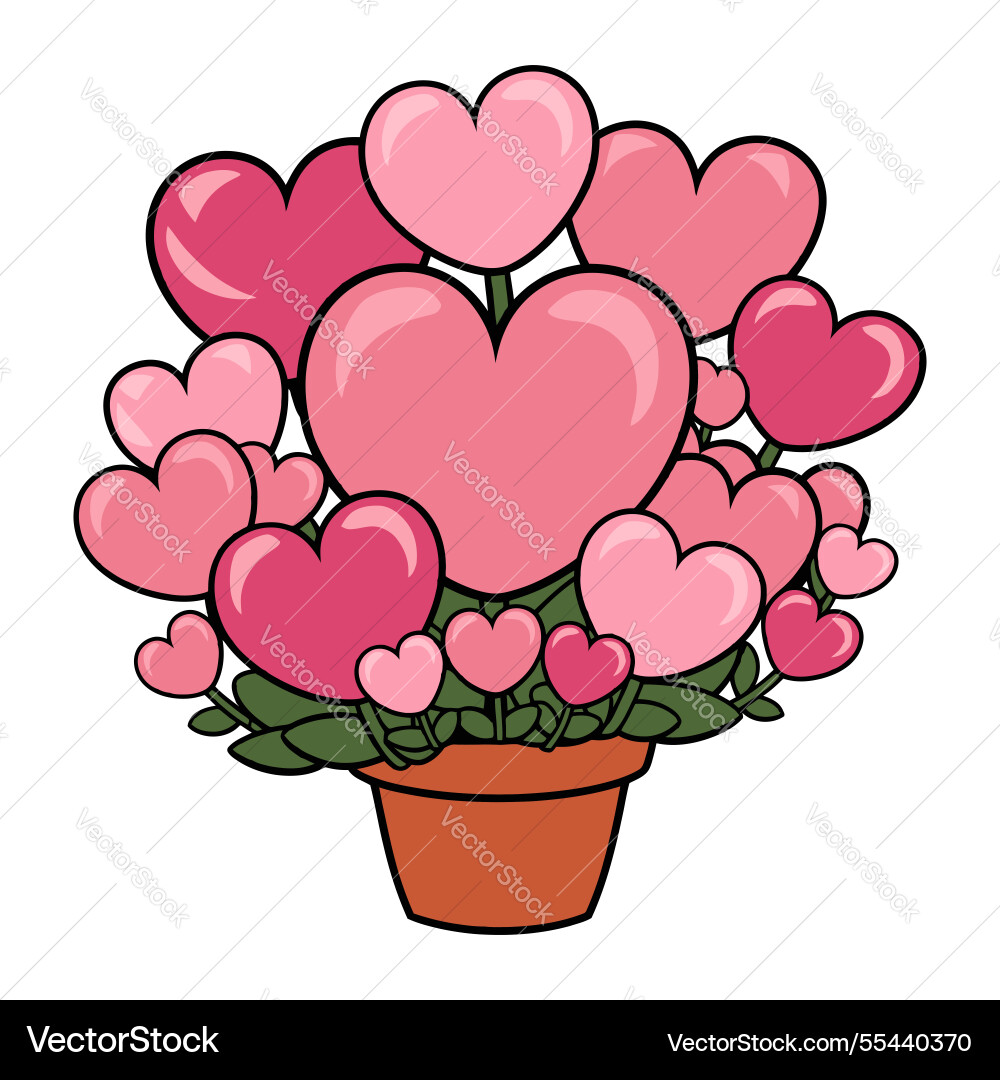 Heart Flower Pot - Valentine's Day Royalty Free Vector Image