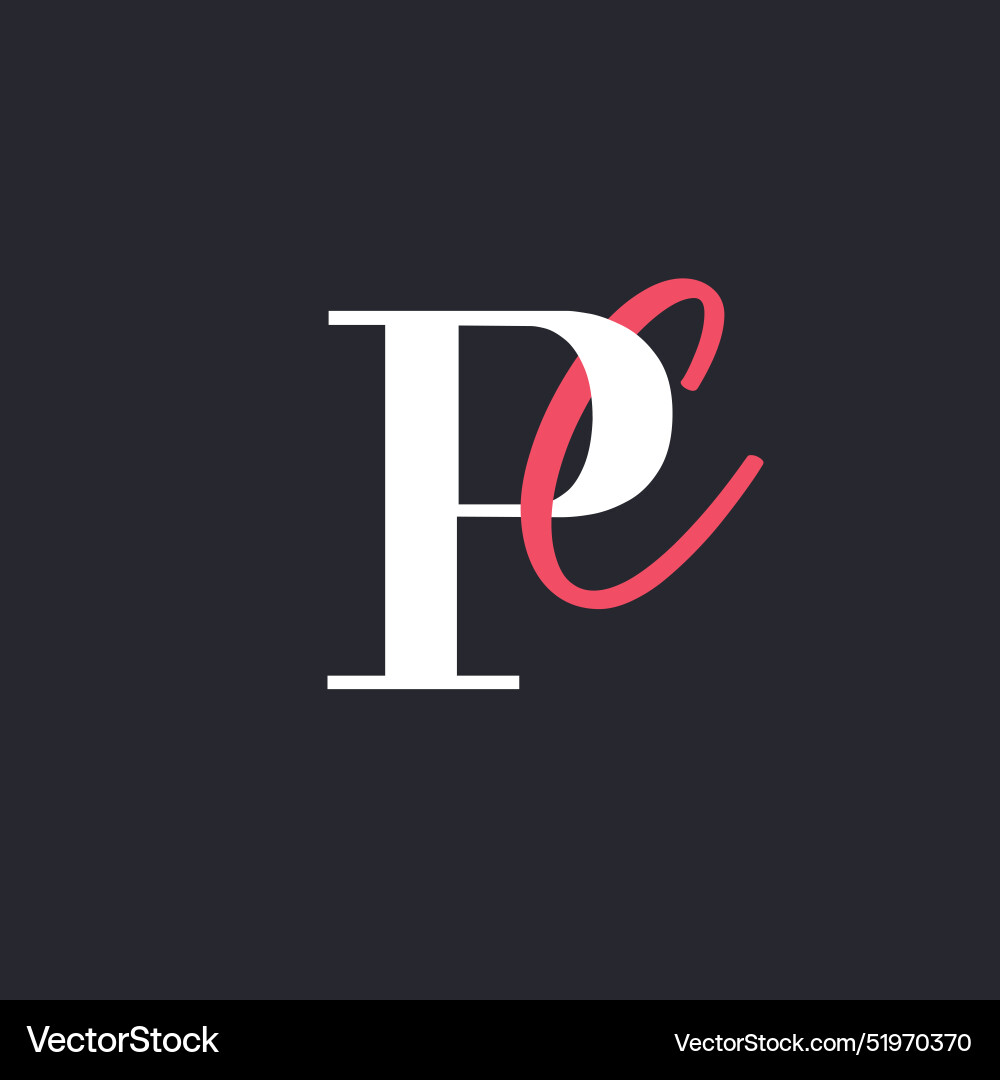 Letter pc logo perfectly blended initials Vector Image