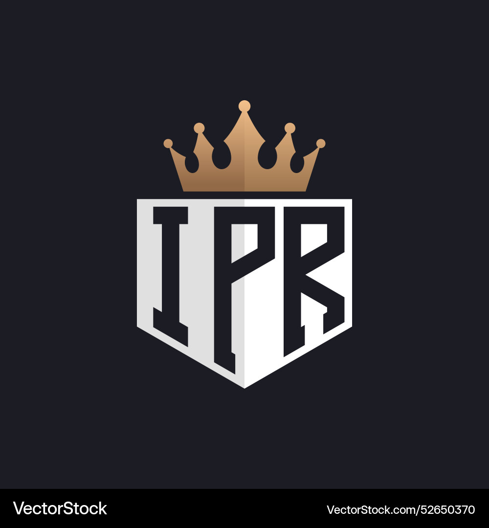 Luxury ipr logo with crown elegant initials Vector Image
