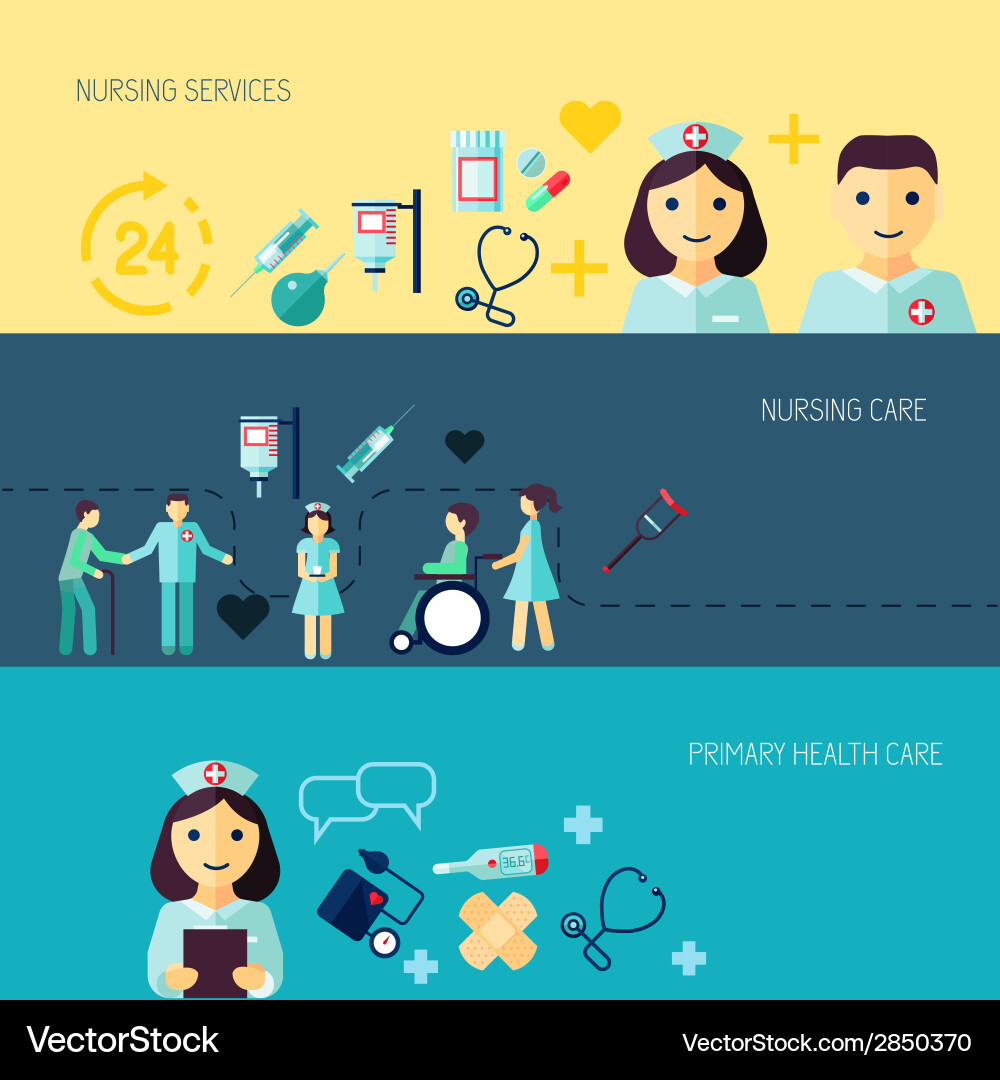 Nurse icon banner set Royalty Free Vector Image