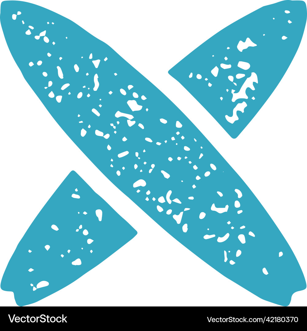 Two crossed surfboard vintage hand drawn Vector Image