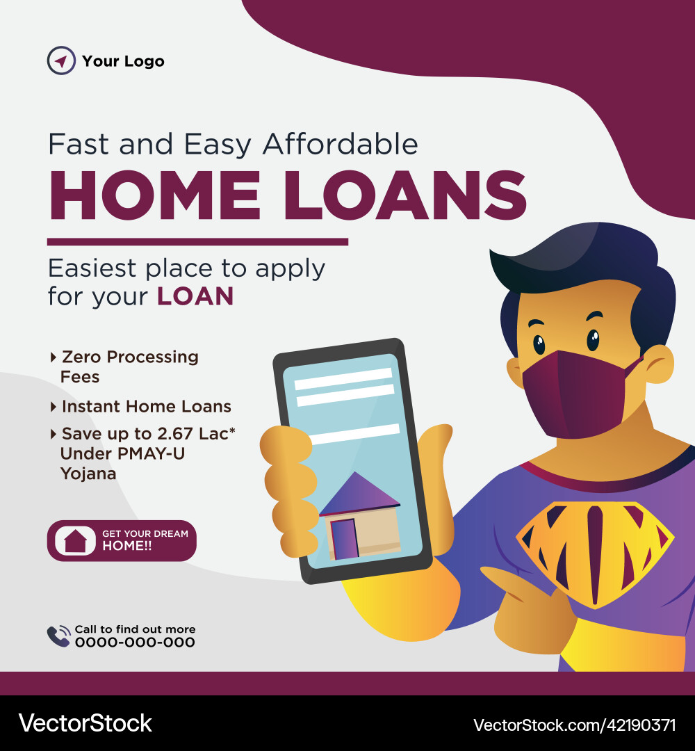 Banner design of home loans Royalty Free Vector Image