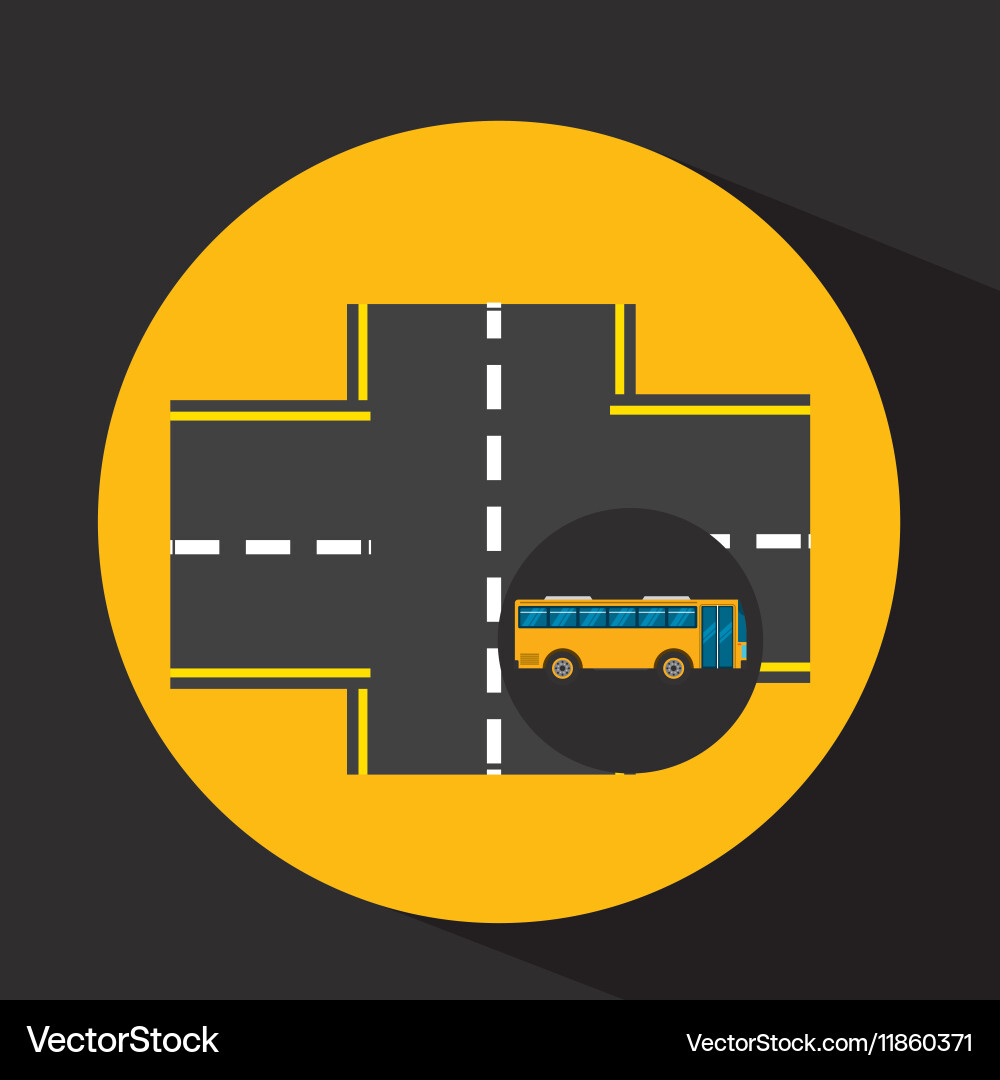 Bus transport public cross road Royalty Free Vector Image