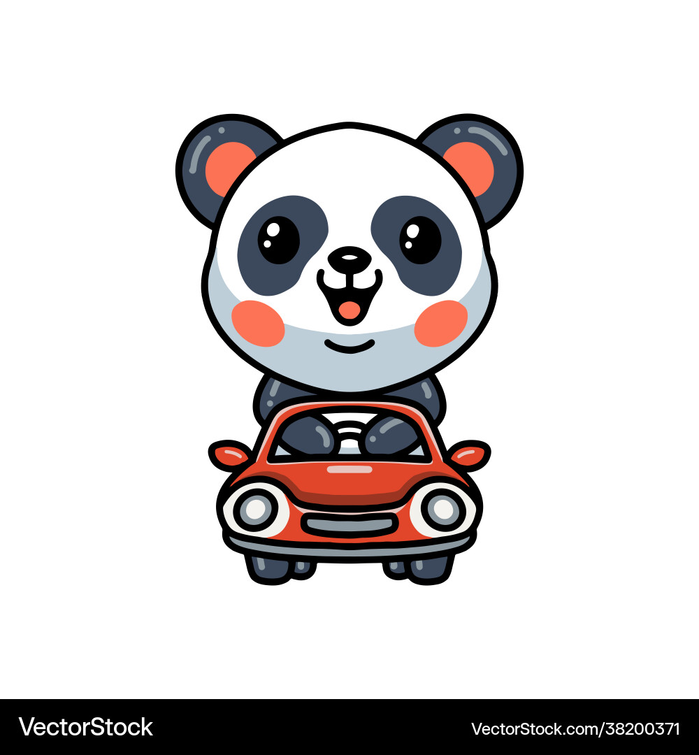 Cute panda cartoon driving car Royalty Free Vector Image