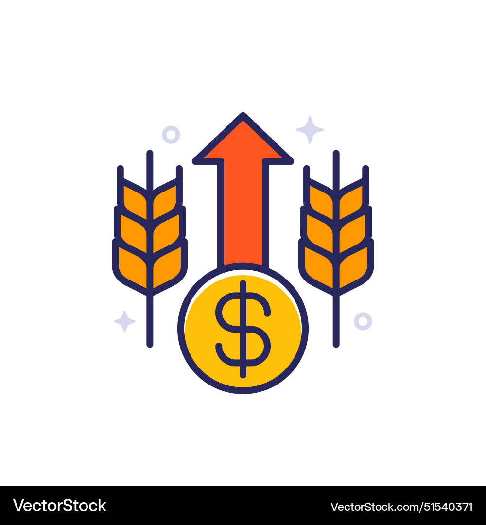 Food prices growing icon with outline Royalty Free Vector