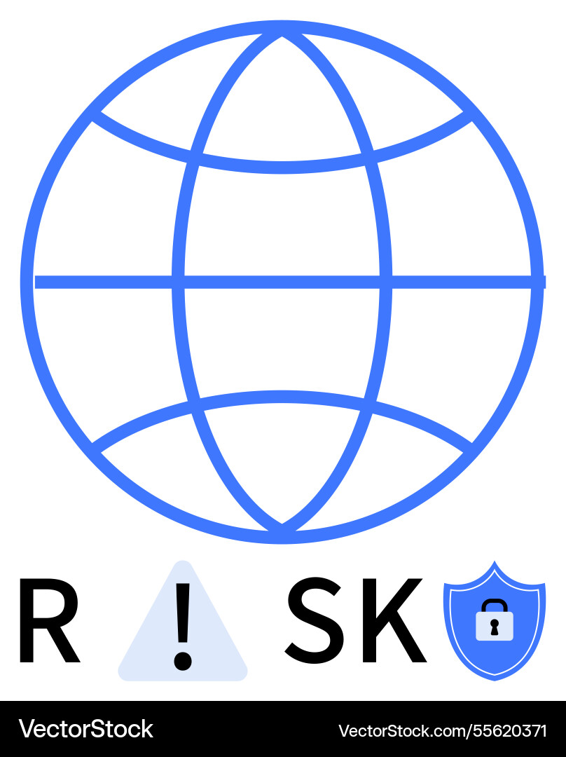 Globale Cybersicherheit Risiko-Ikone mit Globuswarnung