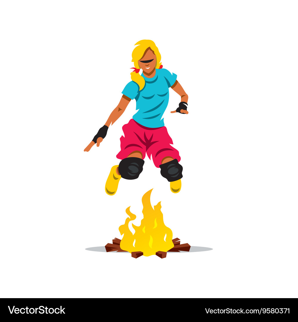 Jumping fire cartoon Royalty Free Vector Image