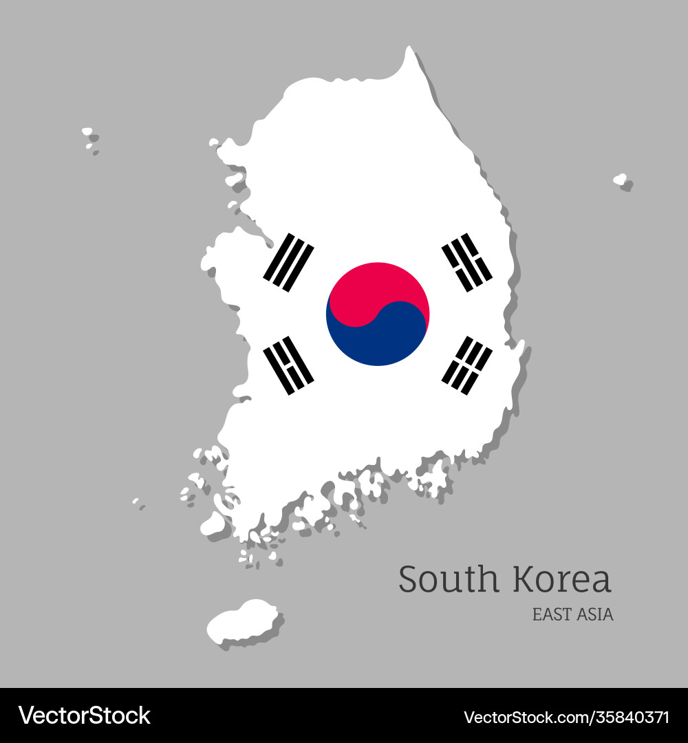 Map south korea with national flag Royalty Free Vector Image
