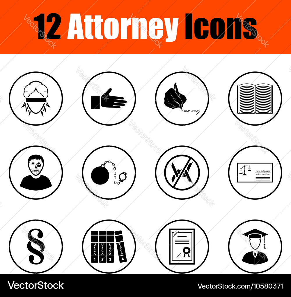 Set of attorney icons Royalty Free Vector Image