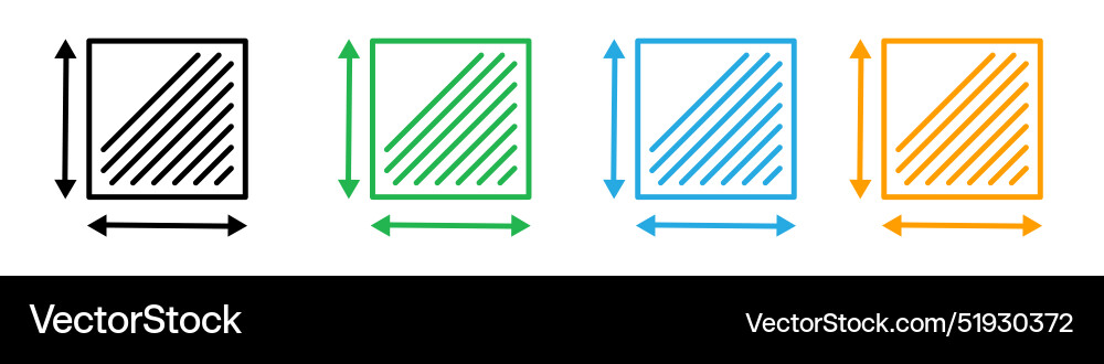 Area and dimension icon logo set Royalty Free Vector Image